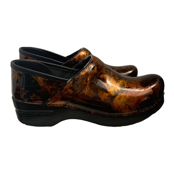 Dansko | Shoes | Dansko Copper Leaf Marble Patent Leather Clogs Size 38 ...
